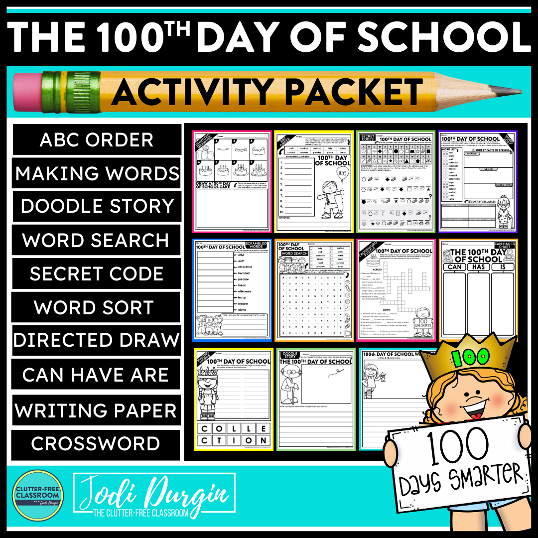 100th Day of School Activity Packet – Clutter Free Classroom Store