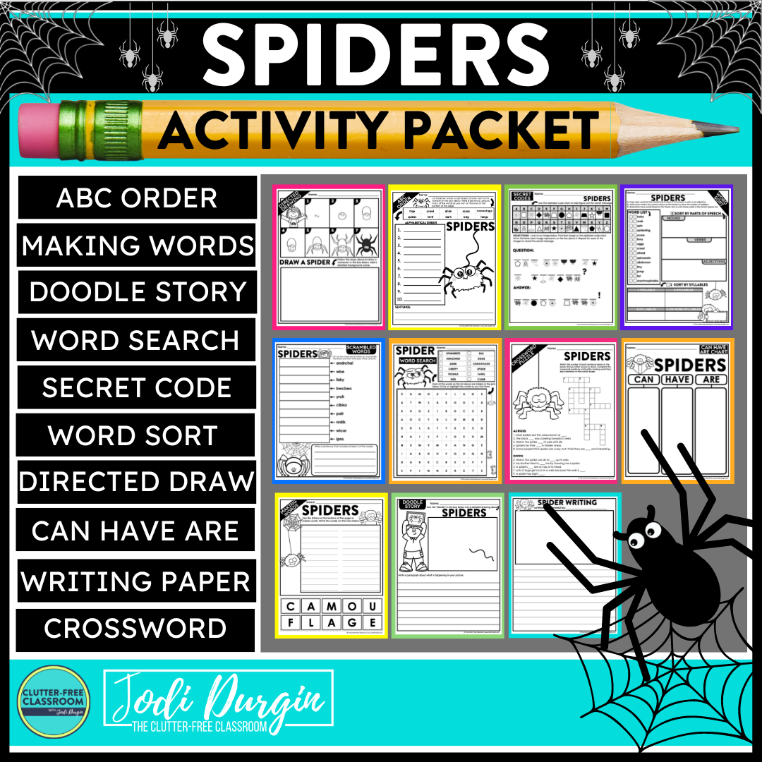 Spiders Activity Packet – Clutter Free Classroom Store