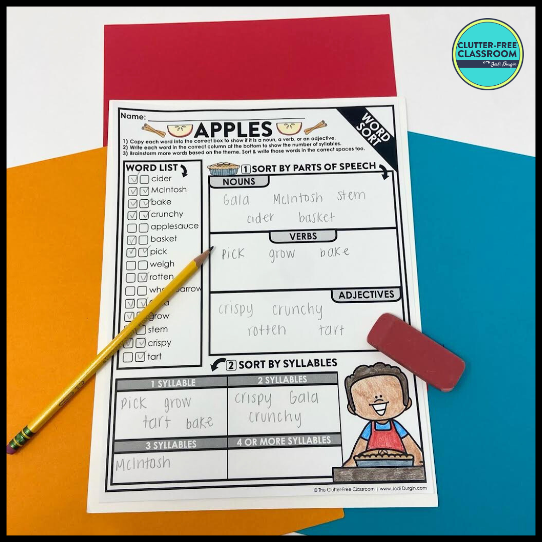 APPLES ACTIVITY PACKET – Clutter Free Classroom Store
