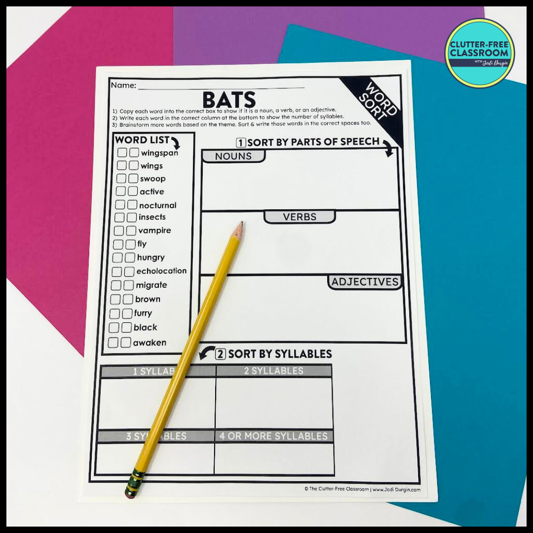 Bats Activity Packet – Clutter Free Classroom Store