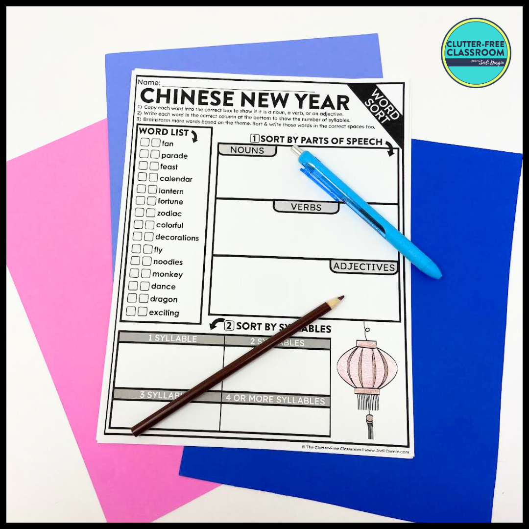 Chinese New Year Activity Packet – Clutter Free Classroom Store