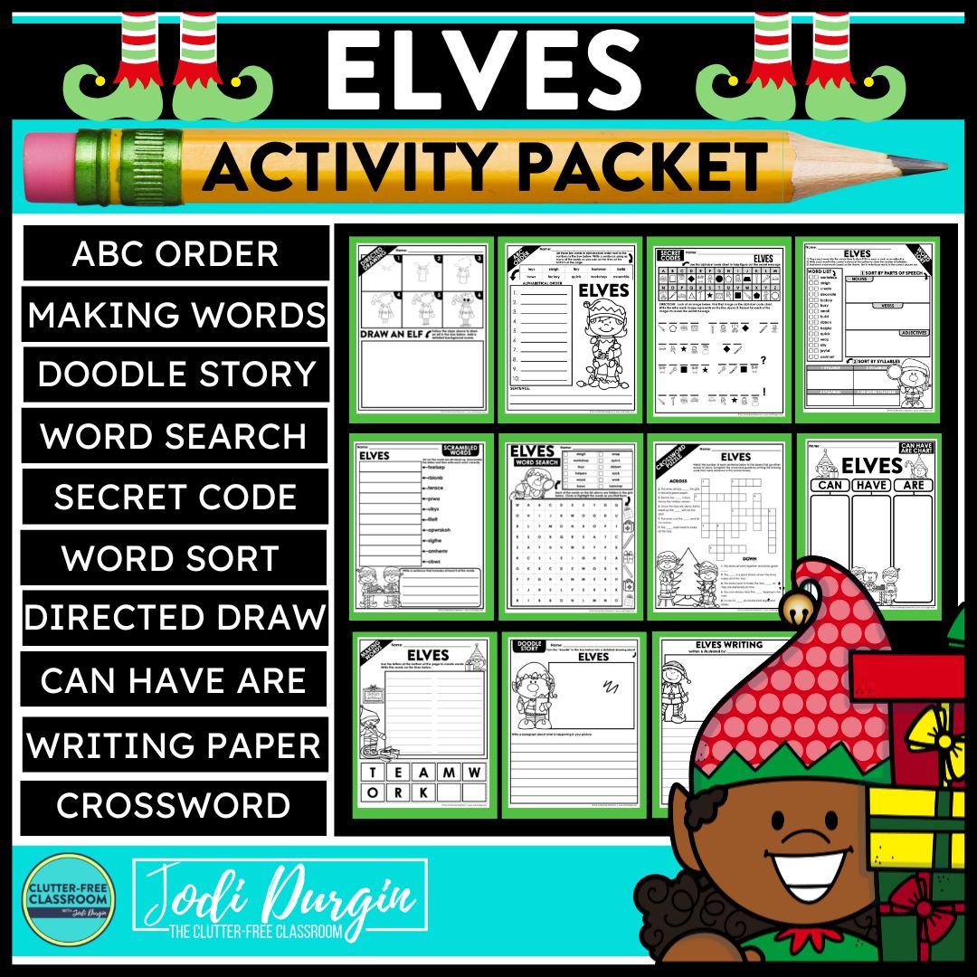 Elves Activity Packet – Clutter Free Classroom Store