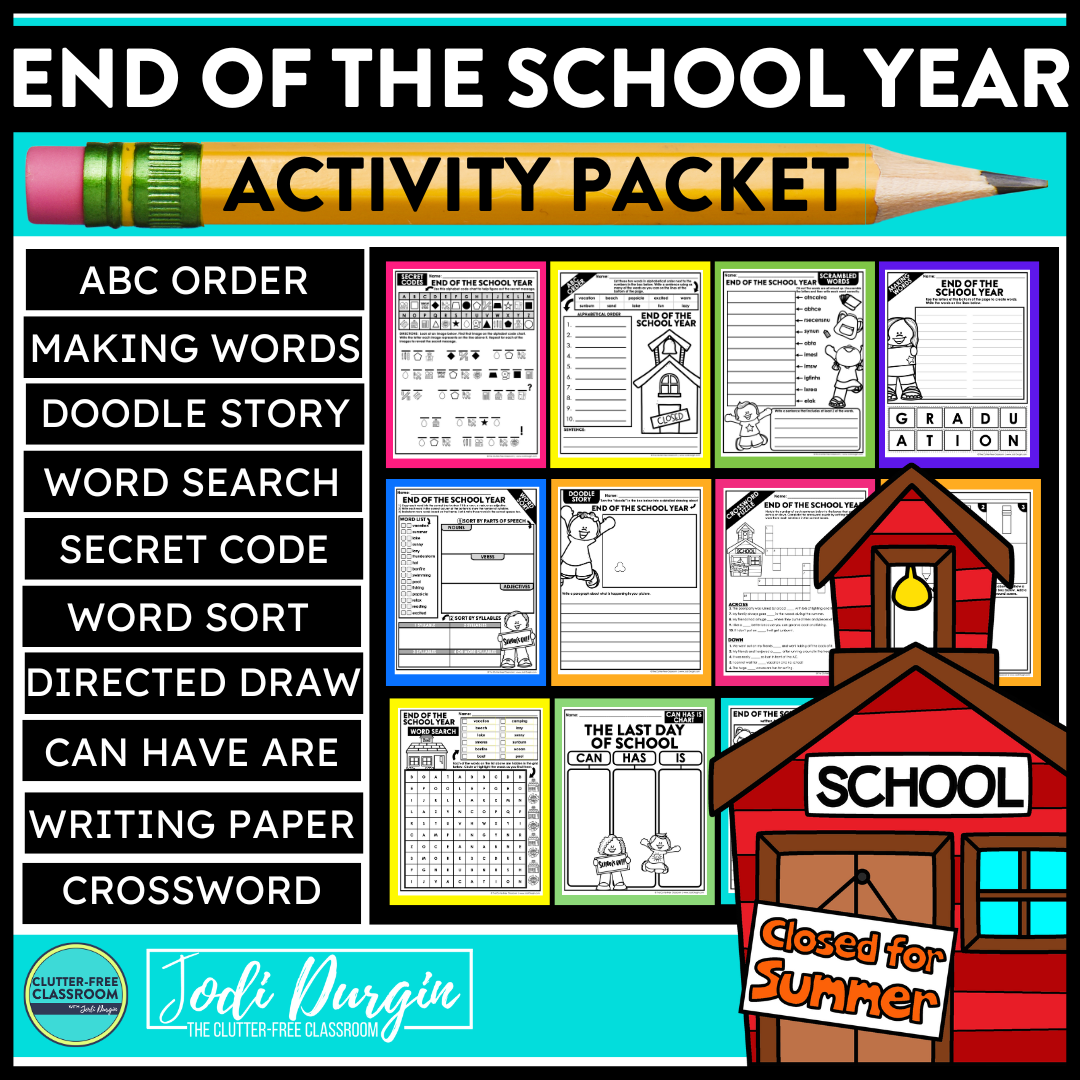 End of School Year Activity Packet – Clutter Free Classroom Store