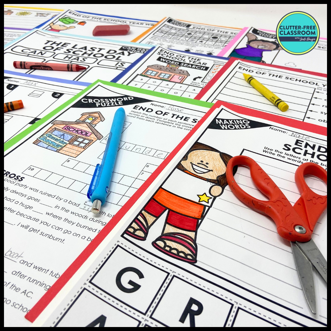 End of School Year Activity Packet – Clutter Free Classroom Store