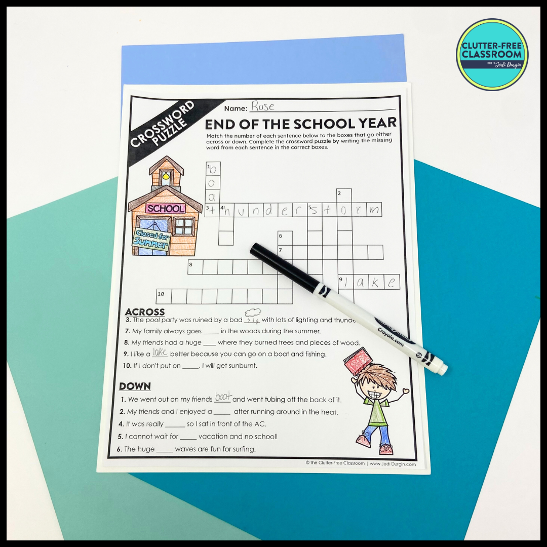 End of School Year Activity Packet – Clutter Free Classroom Store