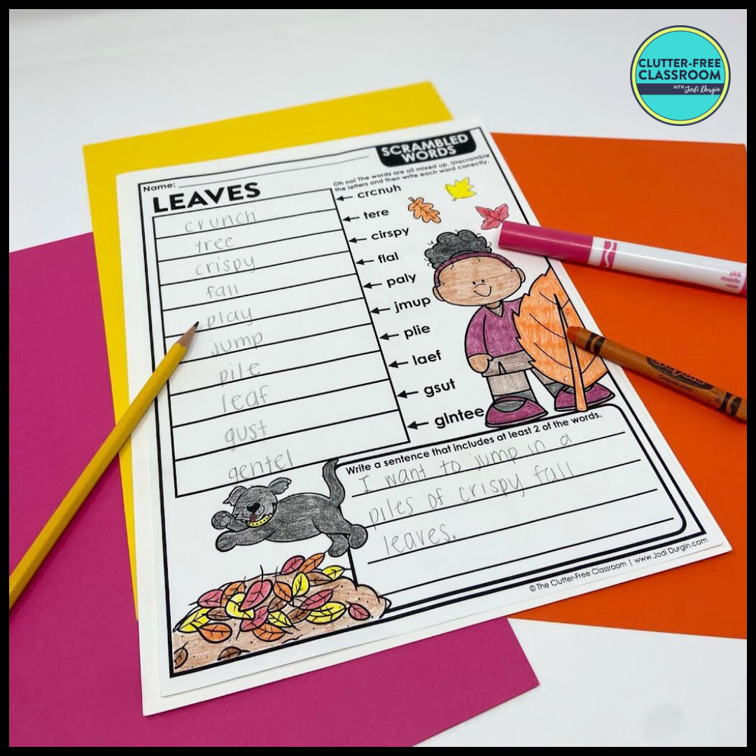 Fall Leaves Activity Packet – Clutter Free Classroom Store