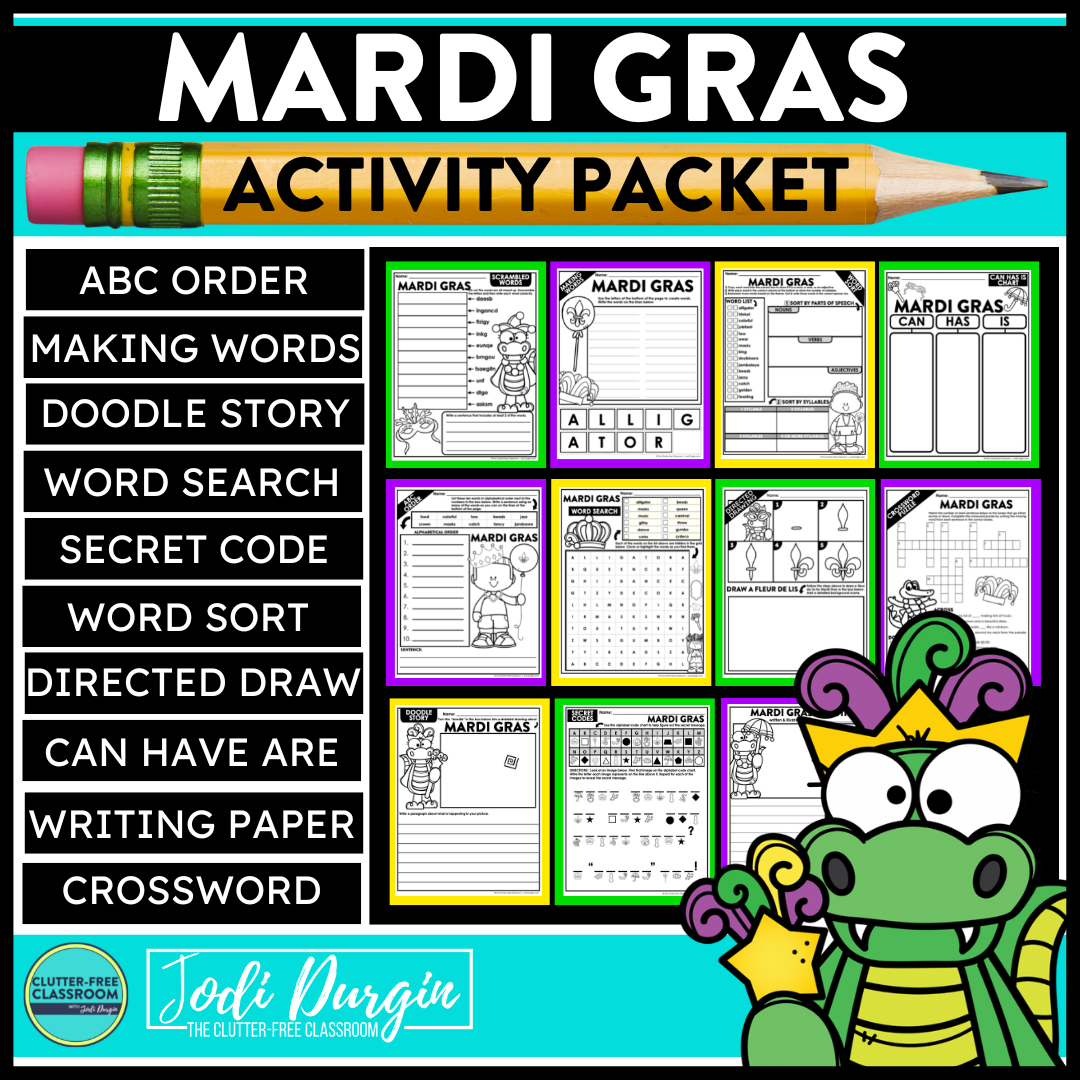 Mardi Gras Activity Packet – Clutter Free Classroom Store