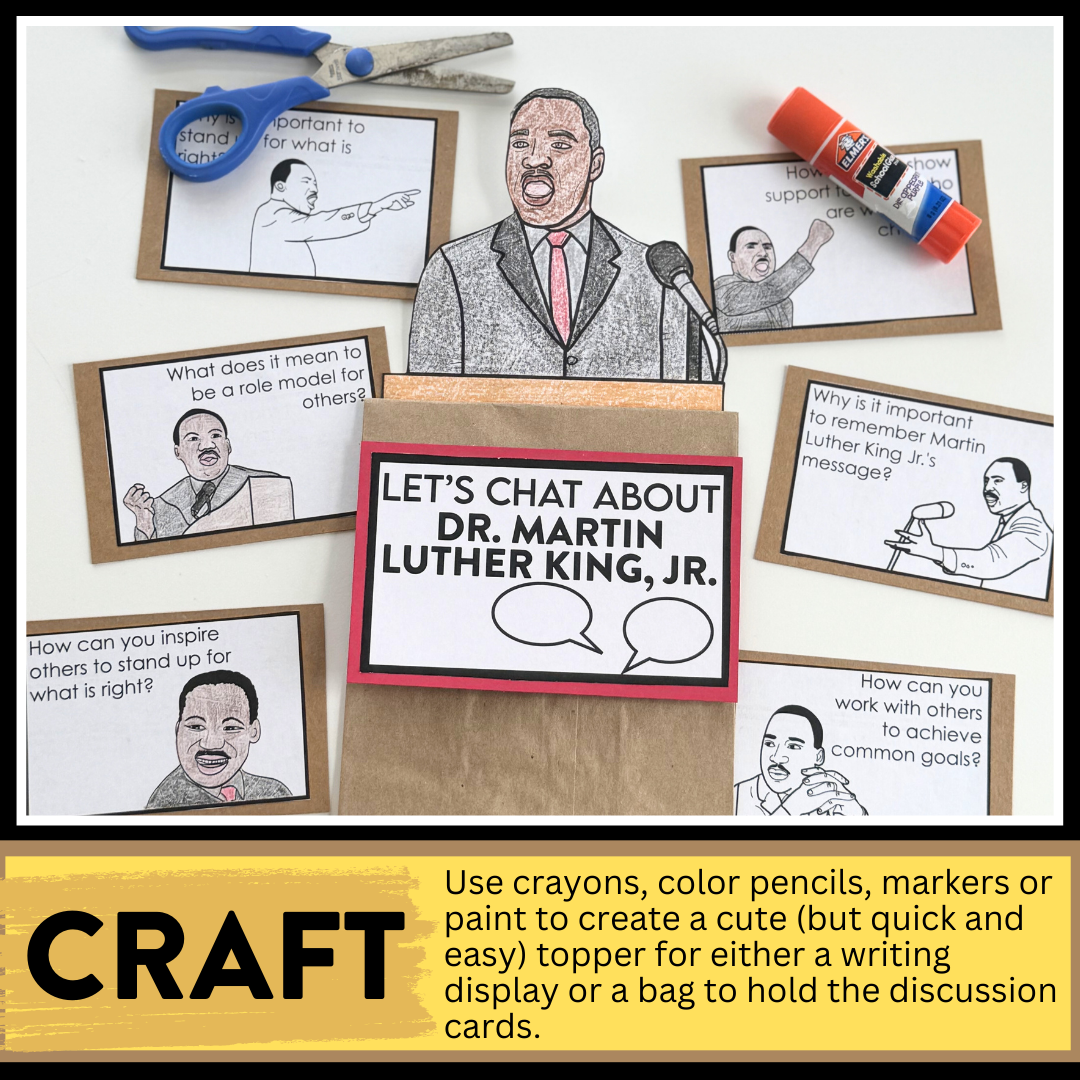 Dr. Martin Luther King, Jr. Writing Prompts & Paper Bag Craft 1st 2nd ...
