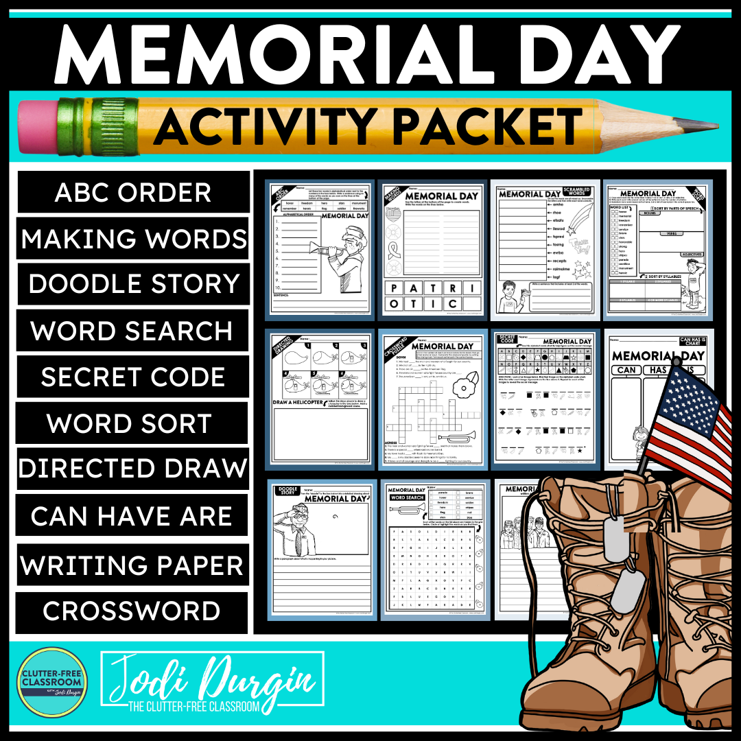 Memorial Day Activity Packet – Clutter Free Classroom Store