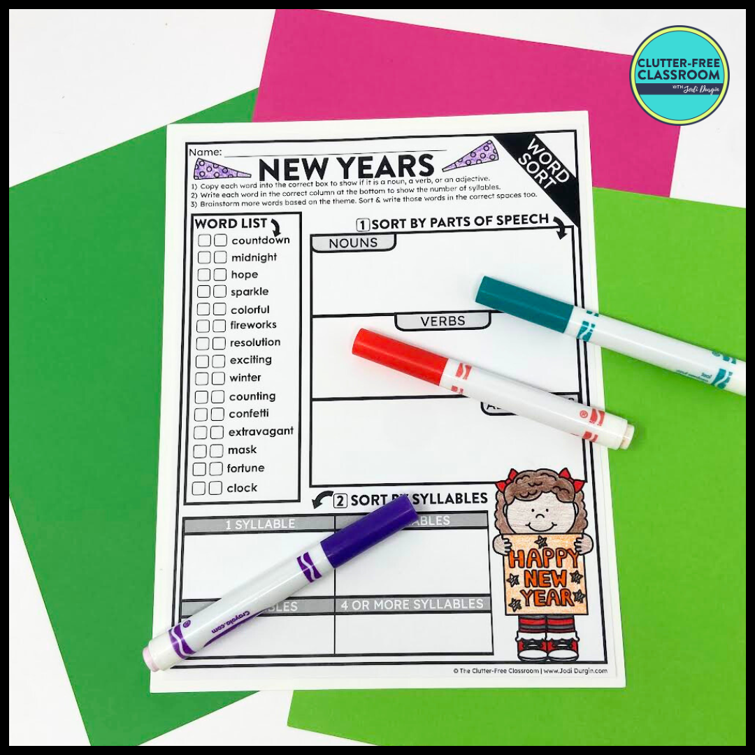 New Year's Activity Packet – Clutter Free Classroom Store