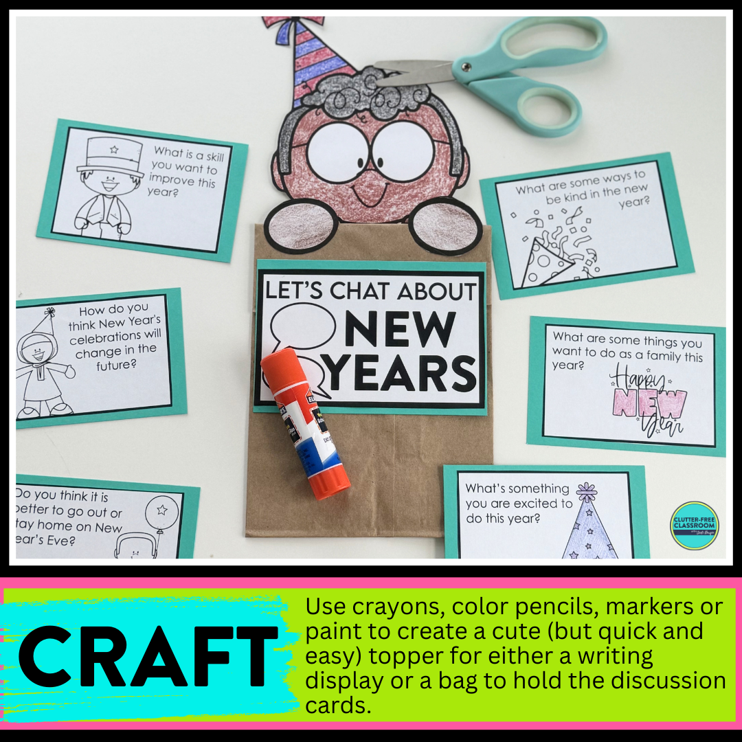 New Years Writing Prompts & Paper Bag Craft 1st 2nd 3rd Grade – Clutter ...