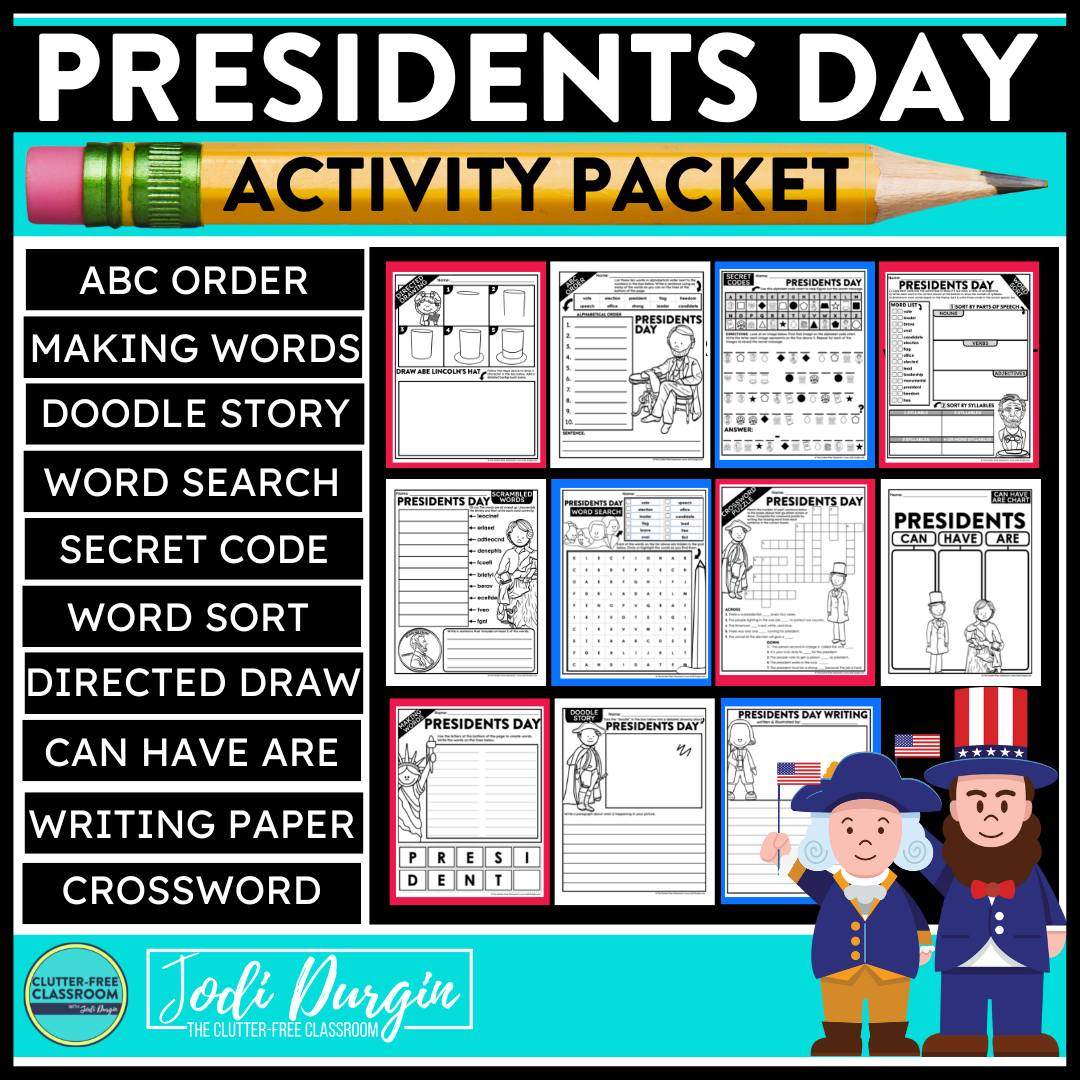 Presidents' Day Activity Packet – Clutter Free Classroom Store