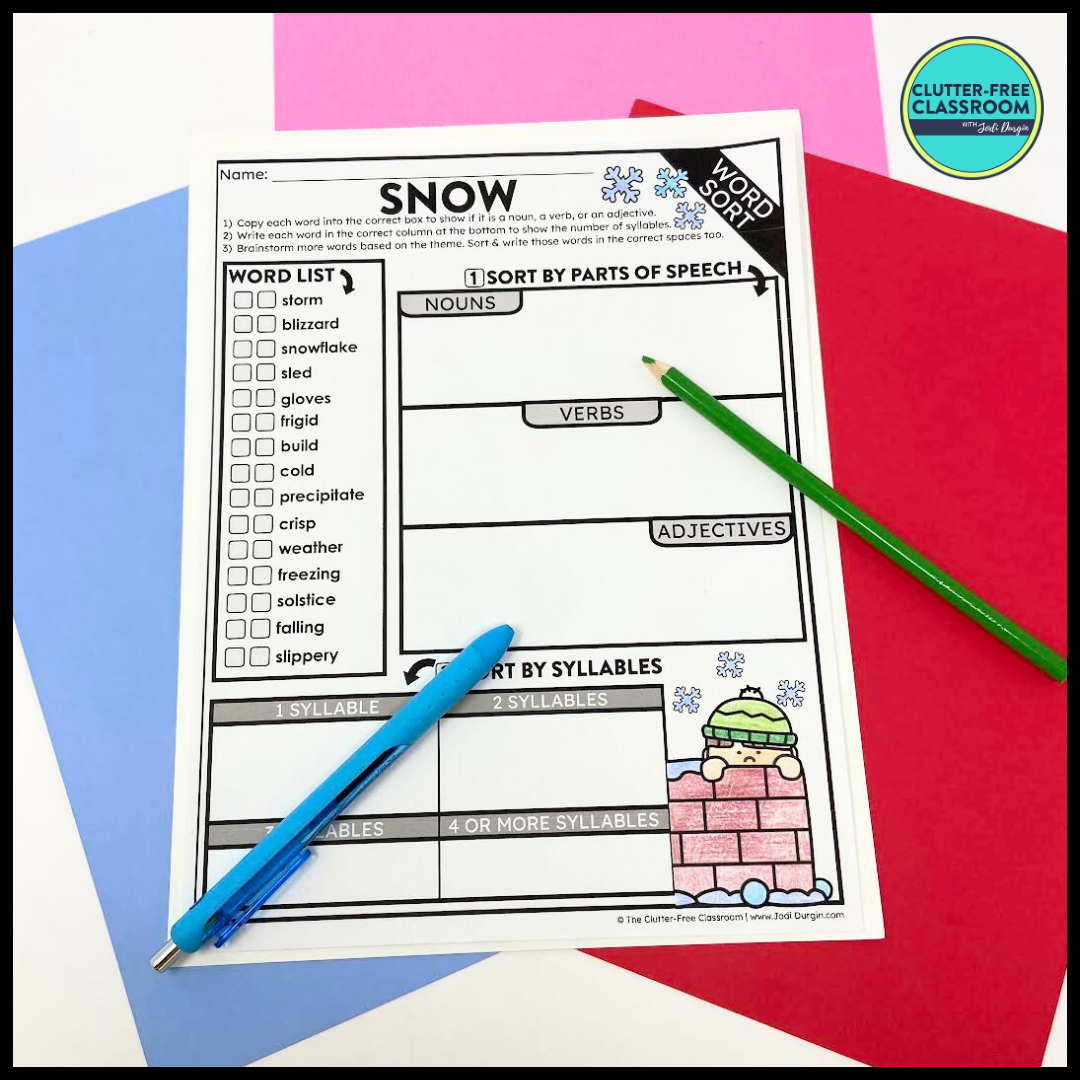 Snow Activity Packet – Clutter Free Classroom Store