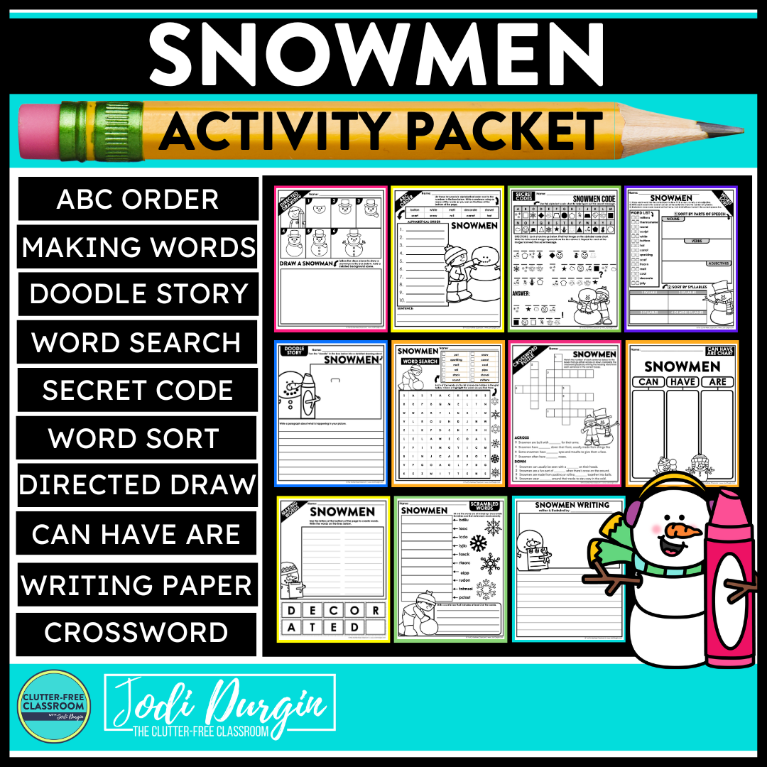 Snowmen Activity Packet – Clutter Free Classroom Store
