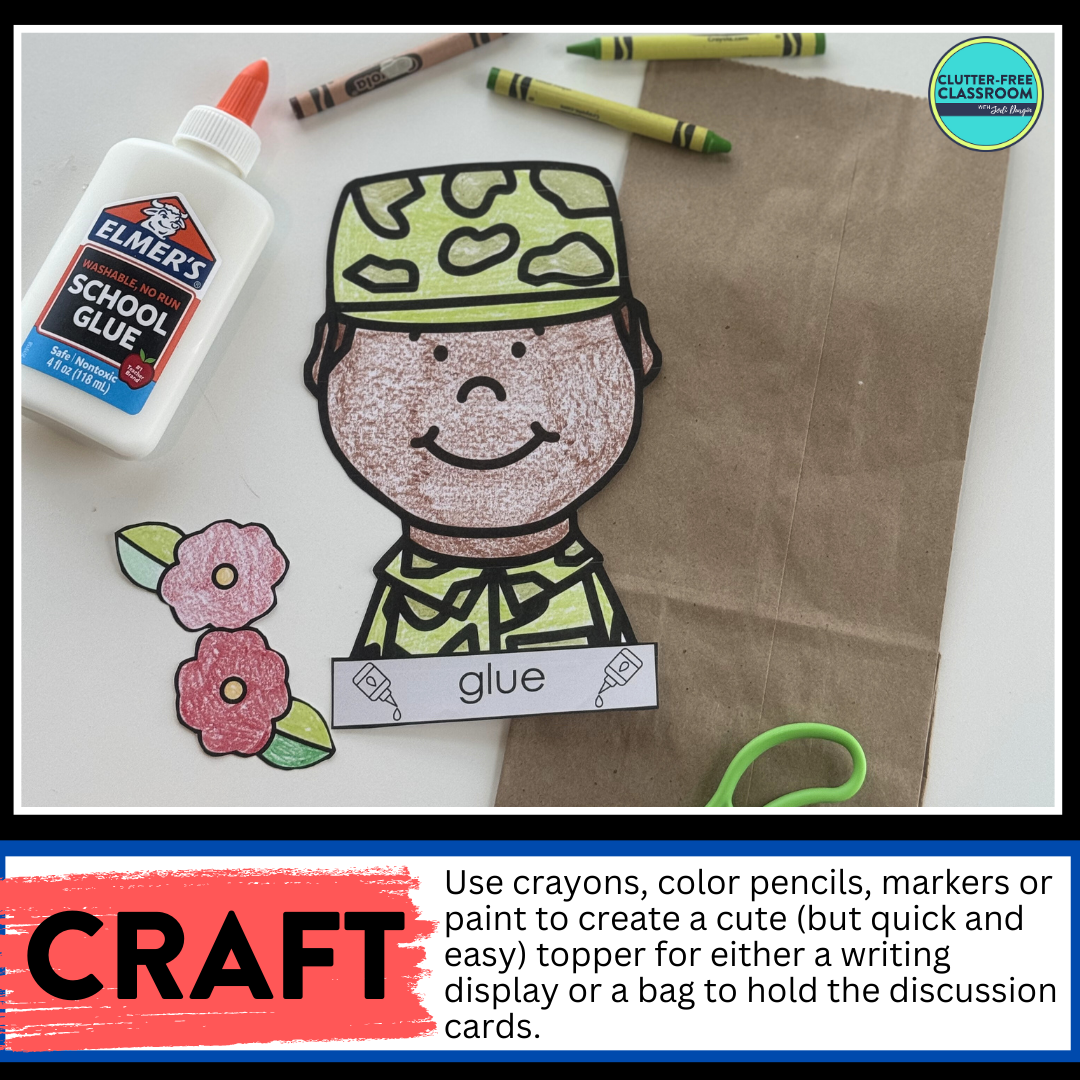 Veterans Day Writing Prompts & Paper Bag Craft 1st 2nd 3rd Grade ...