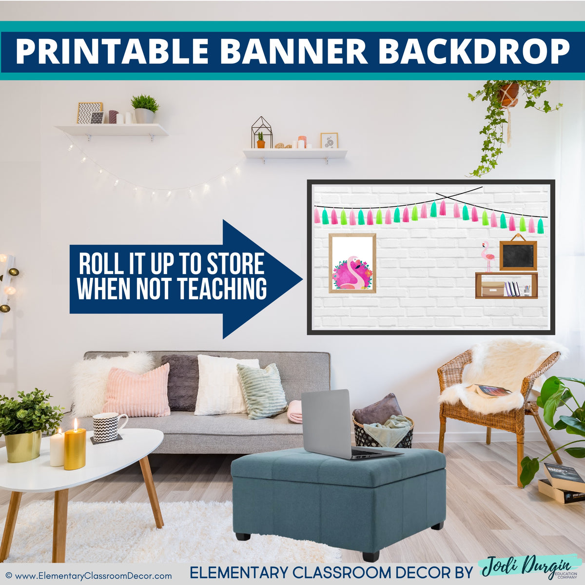 Watercolor Flamingo Theme Classroom Decor Bundle – Clutter Free ...