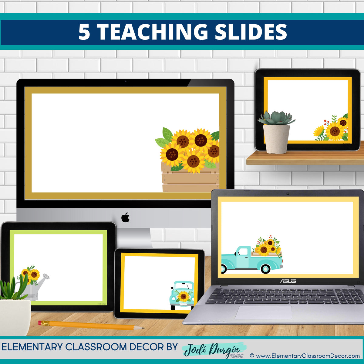 Sunflower & Burlap Classroom Theme Decor Bundle – Clutter Free ...