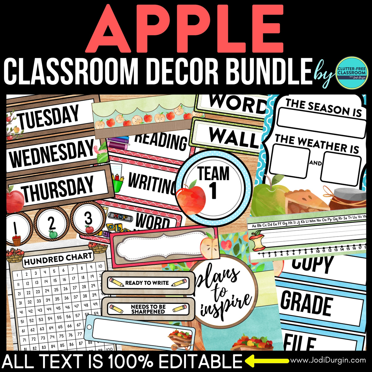 Apple Theme Classroom Decorations and Teaching Essentials Bundle ...