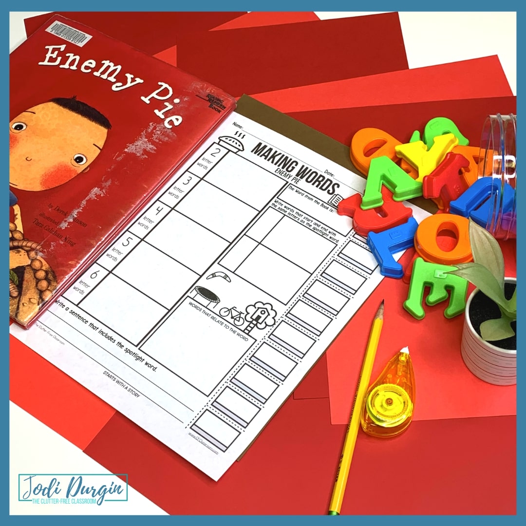 Enemy Pie activities and lesson plan ideas – Clutter Free Classroom Store