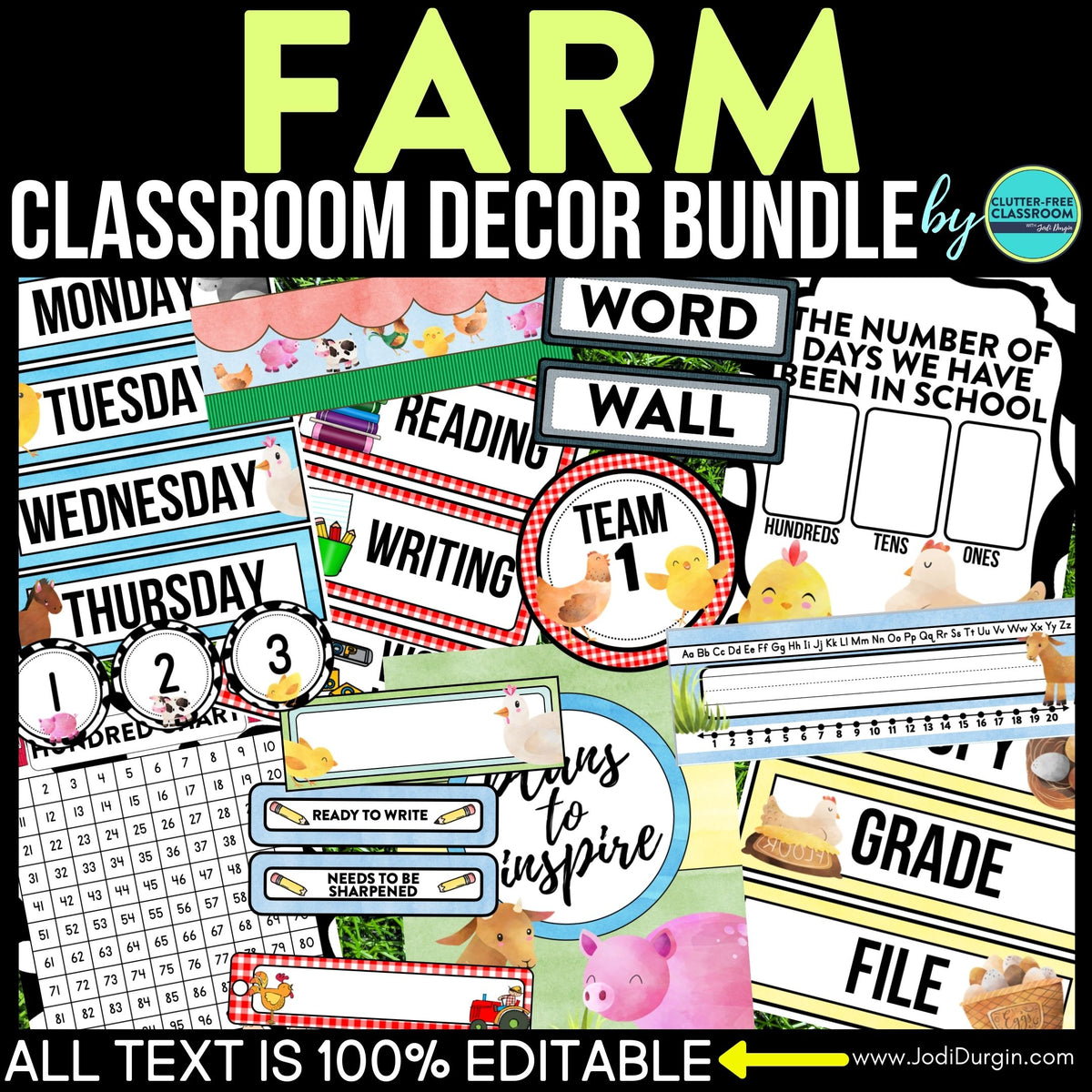 Farm Classroom Theme Decor Bundle – Clutter Free Classroom Store