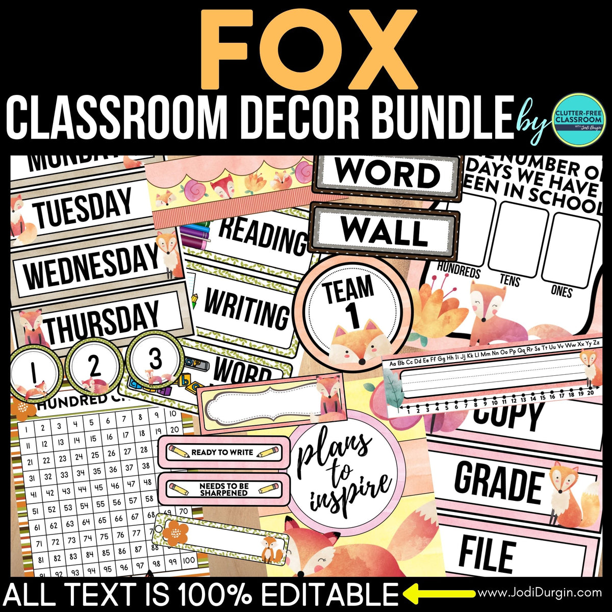 Fox Themed Classroom Decor Bundle – Clutter Free Classroom Store