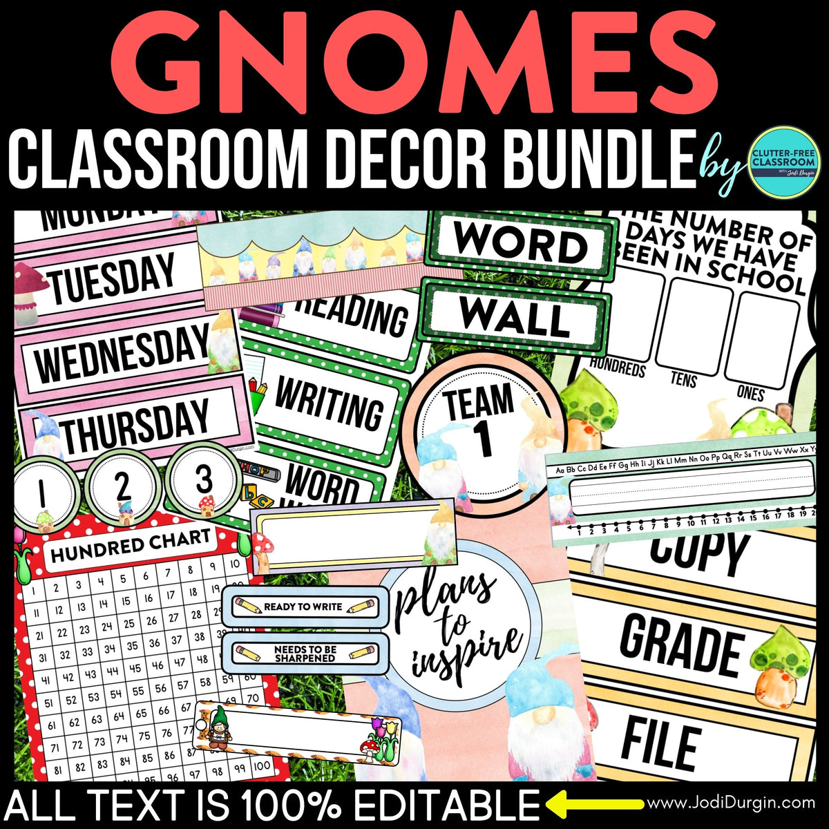 Gnome Classroom Theme Decor Bundle – Clutter Free Classroom Store