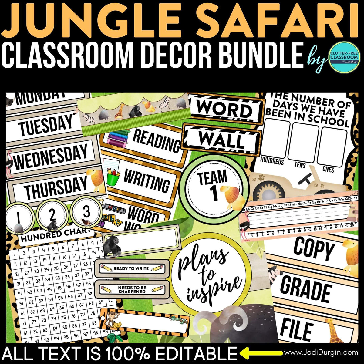 Safari Jungle Theme Classroom Decor Bundle – Clutter Free Classroom Store