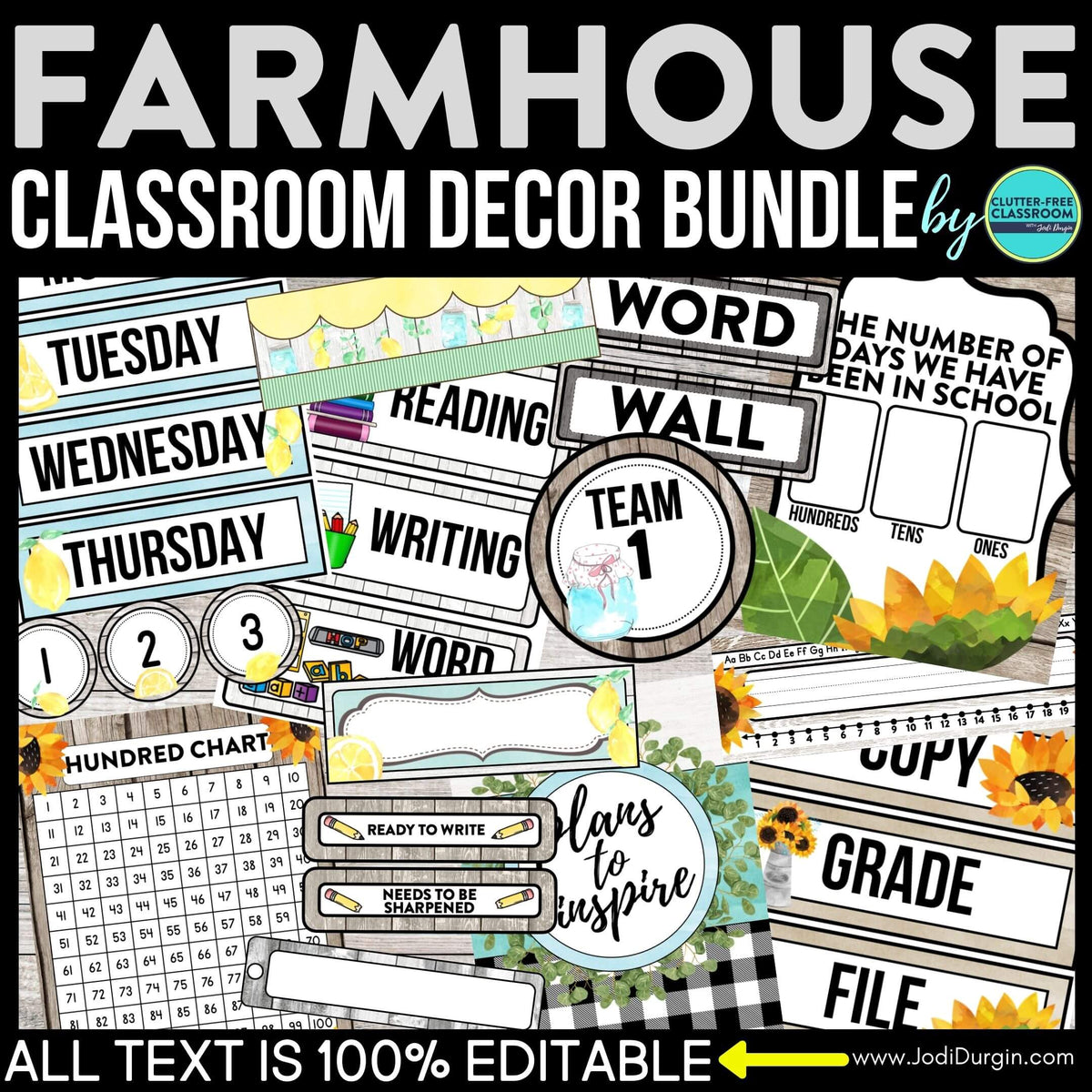 Farmhouse Classroom Decor Rustic Theme Bundle – Clutter Free Classroom ...