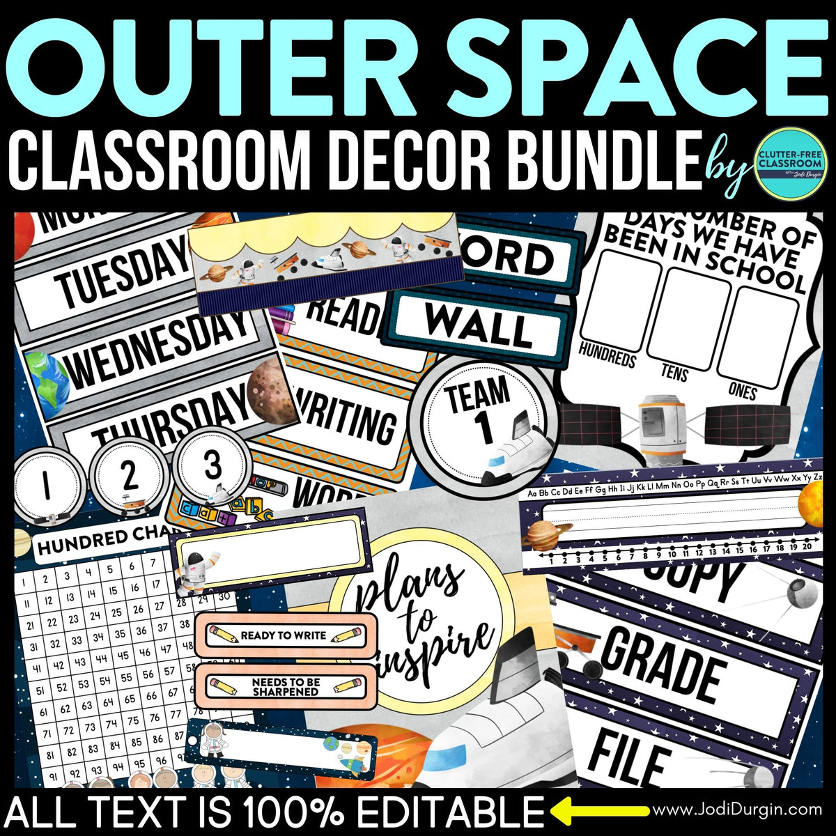 Outer Space Classroom Theme Decor Bundle – Clutter Free Classroom Store