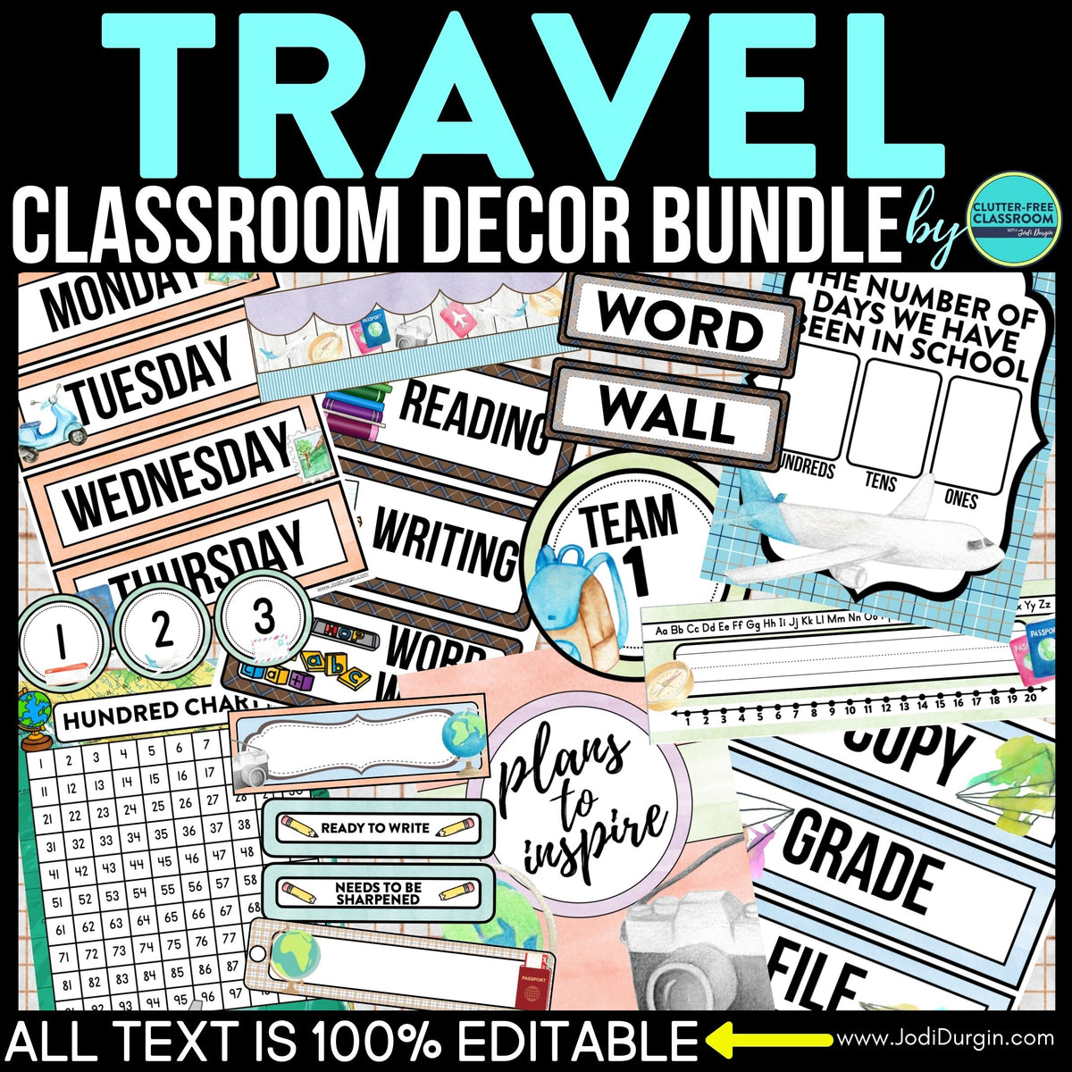 Travel Classroom Theme Decor Bundle – Clutter Free Classroom Store
