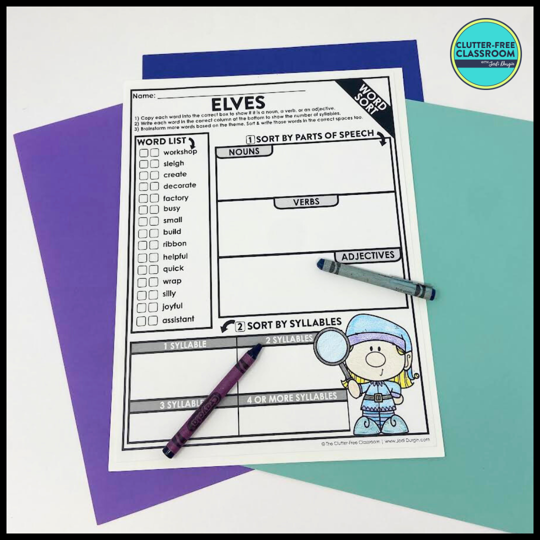 Elves Activity Packet – Clutter Free Classroom Store