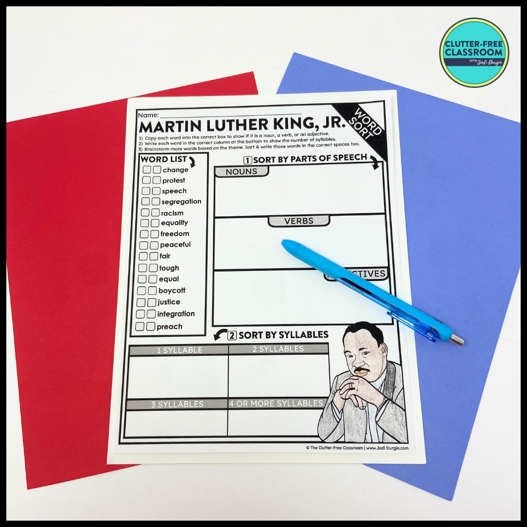Dr. Martin Luther King Jr. Activity Packet – Clutter Free Classroom Store