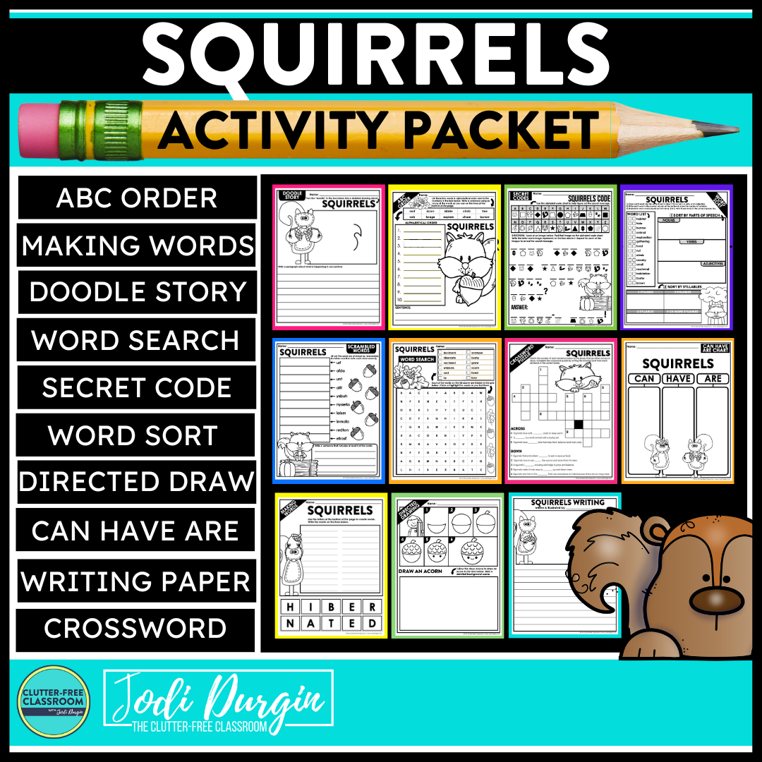 Squirrel Activity Packet – Clutter Free Classroom Store