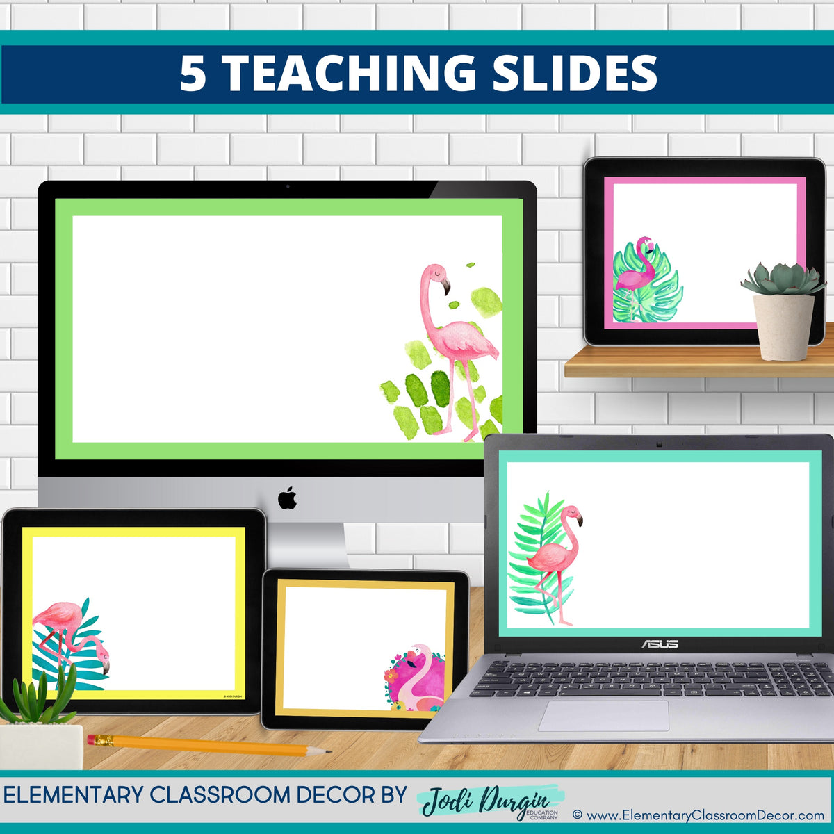 Watercolor Flamingo Theme Classroom Decor Bundle – Clutter Free ...