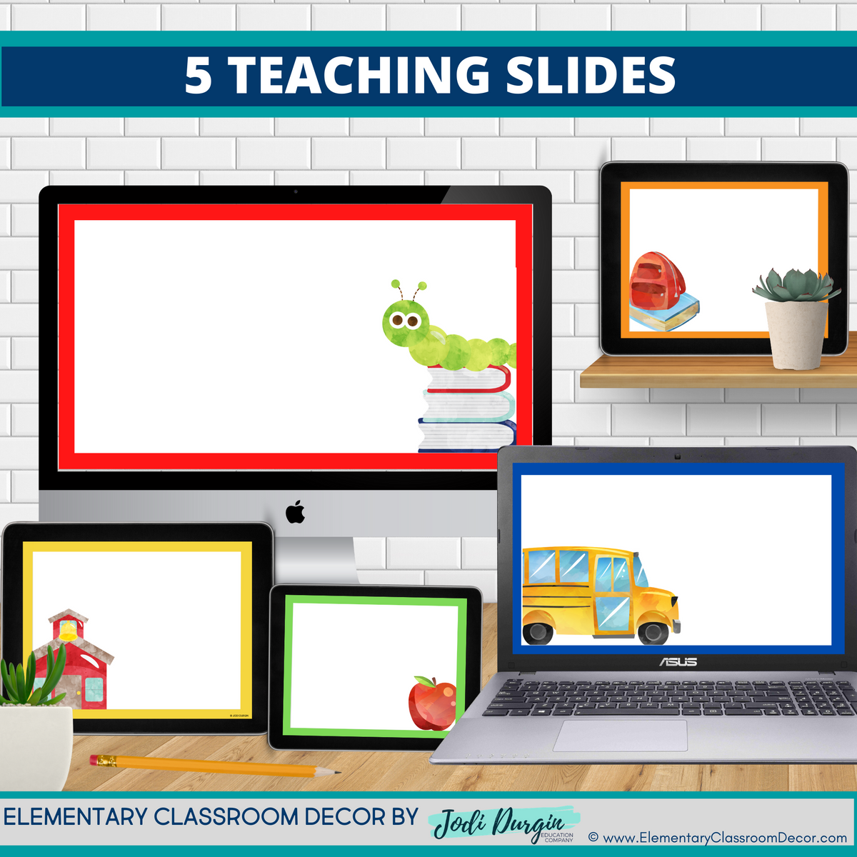 Whimsical Aqua and Red Classroom Theme Decor Bundle – Clutter Free ...