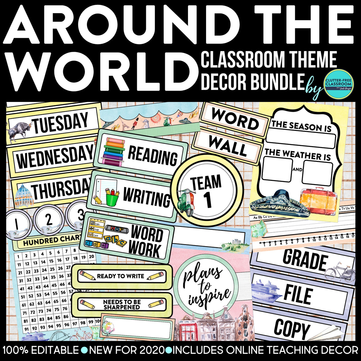 Around the World Theme Classroom Decor Wanderlust Travel Bundle ...