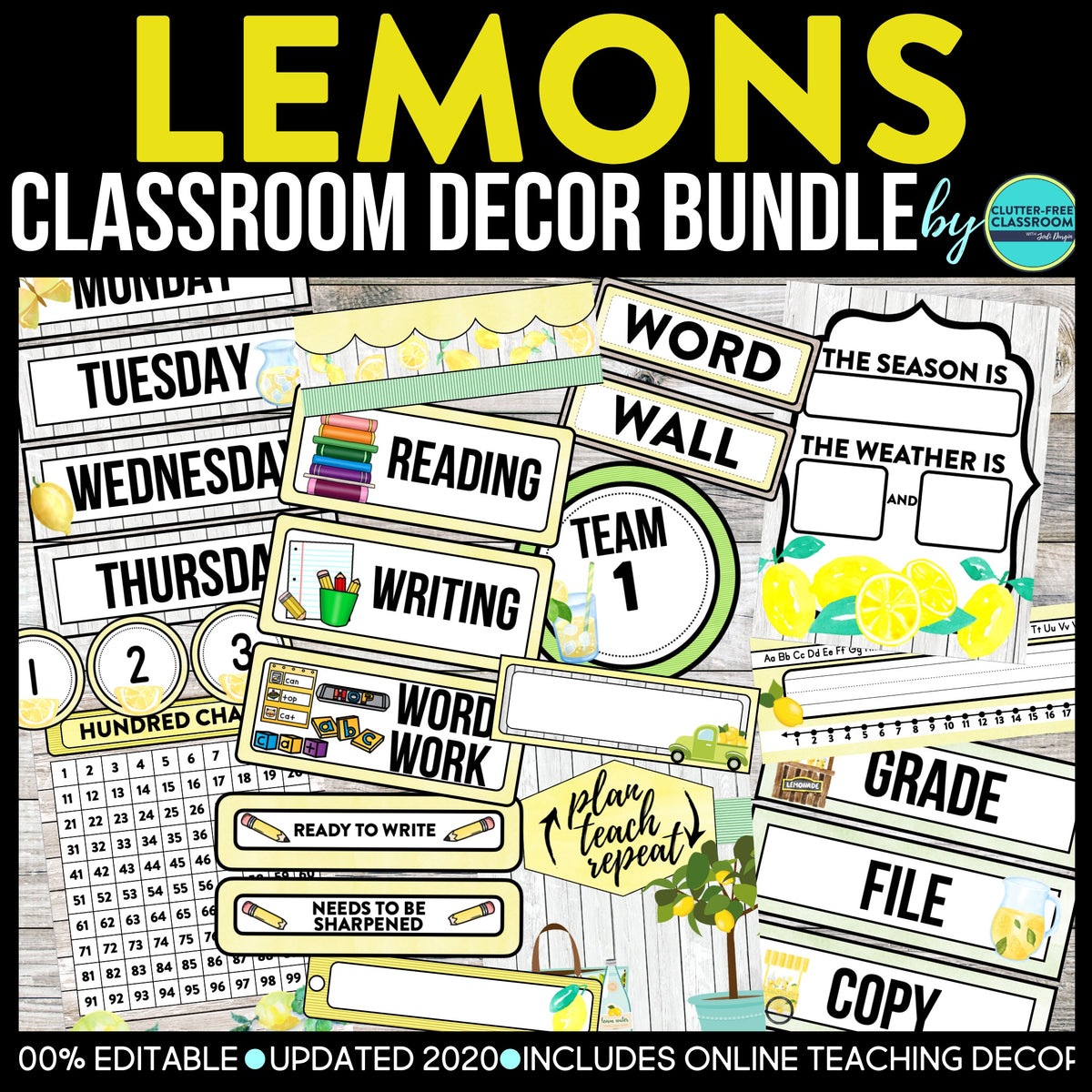 Lemon Classroom Decorations Theme Bundle – Clutter Free Classroom Store