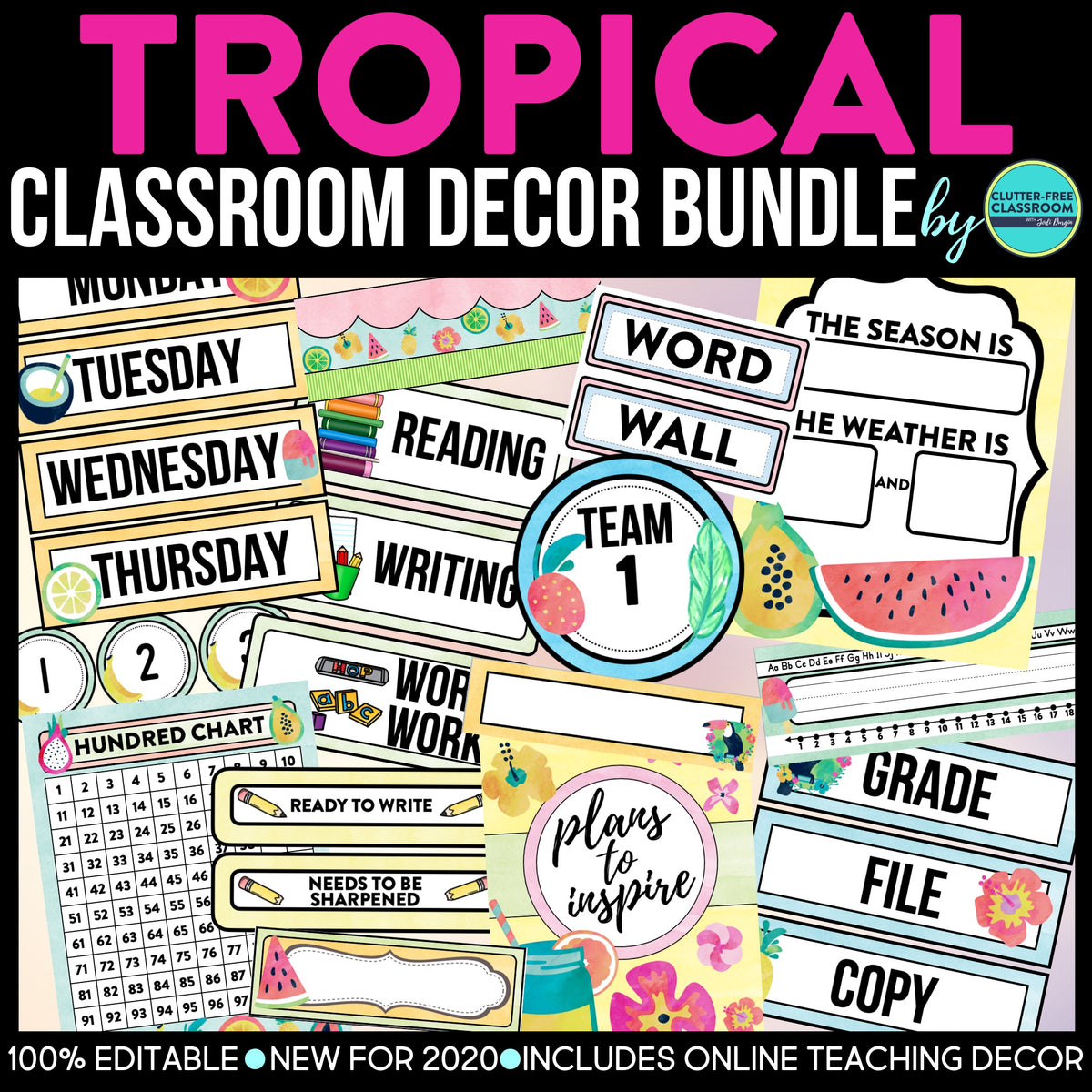 Tropical Classroom Theme Decor Bundle – Clutter Free Classroom Store