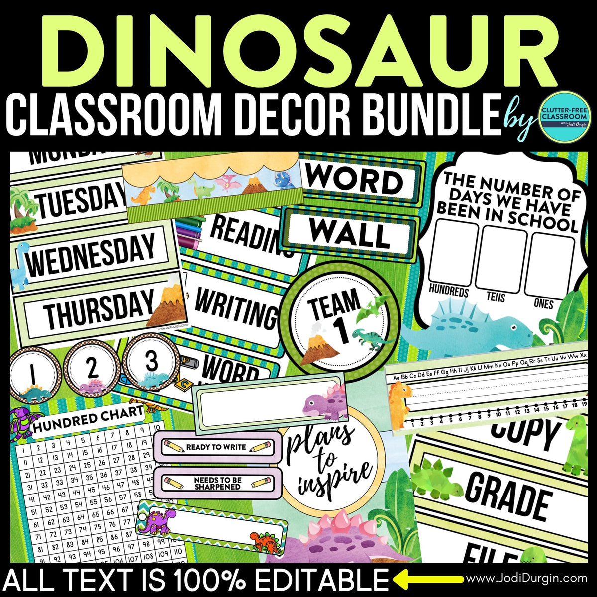 Dinosaur Classroom Themed Decor Bundle – Clutter Free Classroom Store