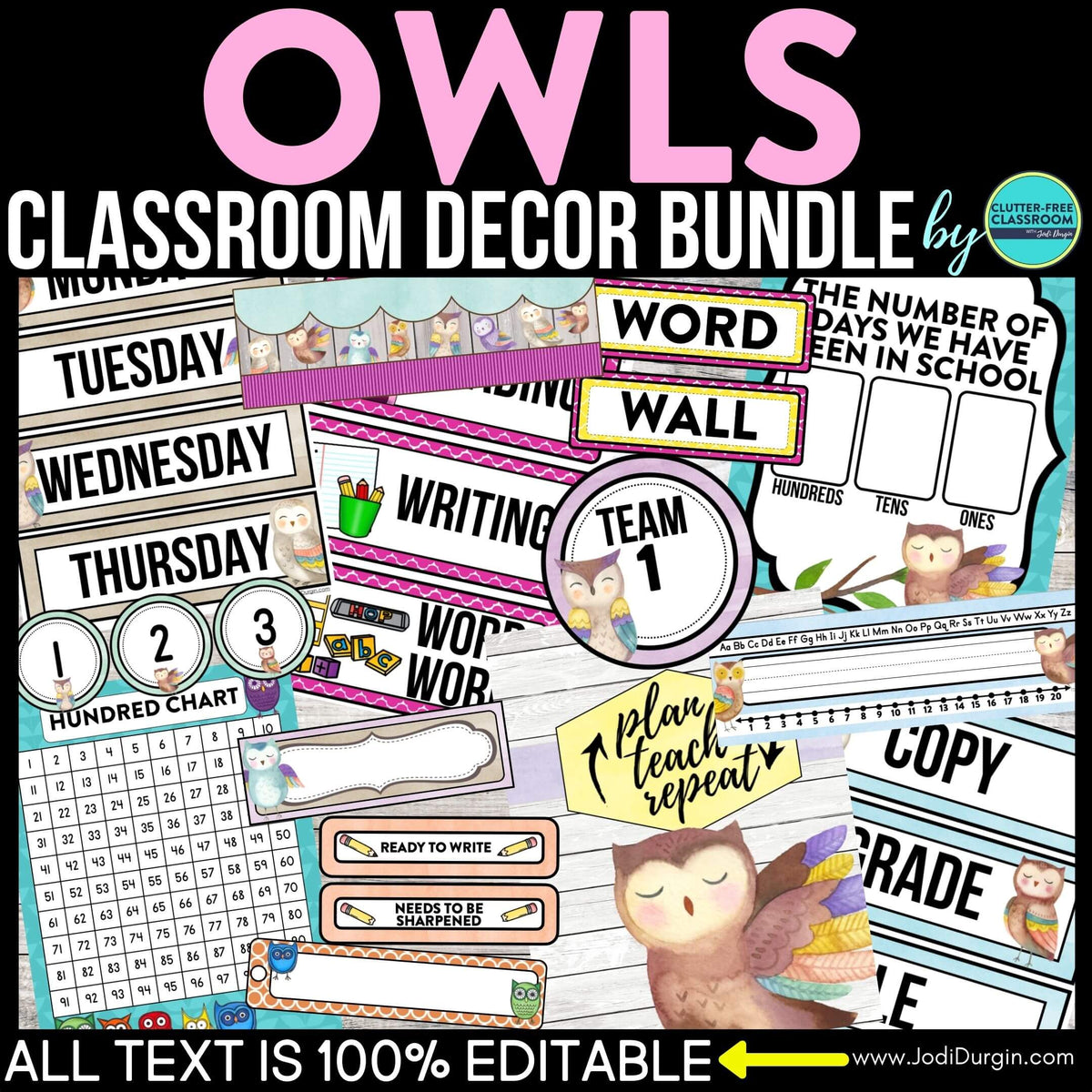 Owl Classroom Theme Decorations Bundle – Clutter Free Classroom Store